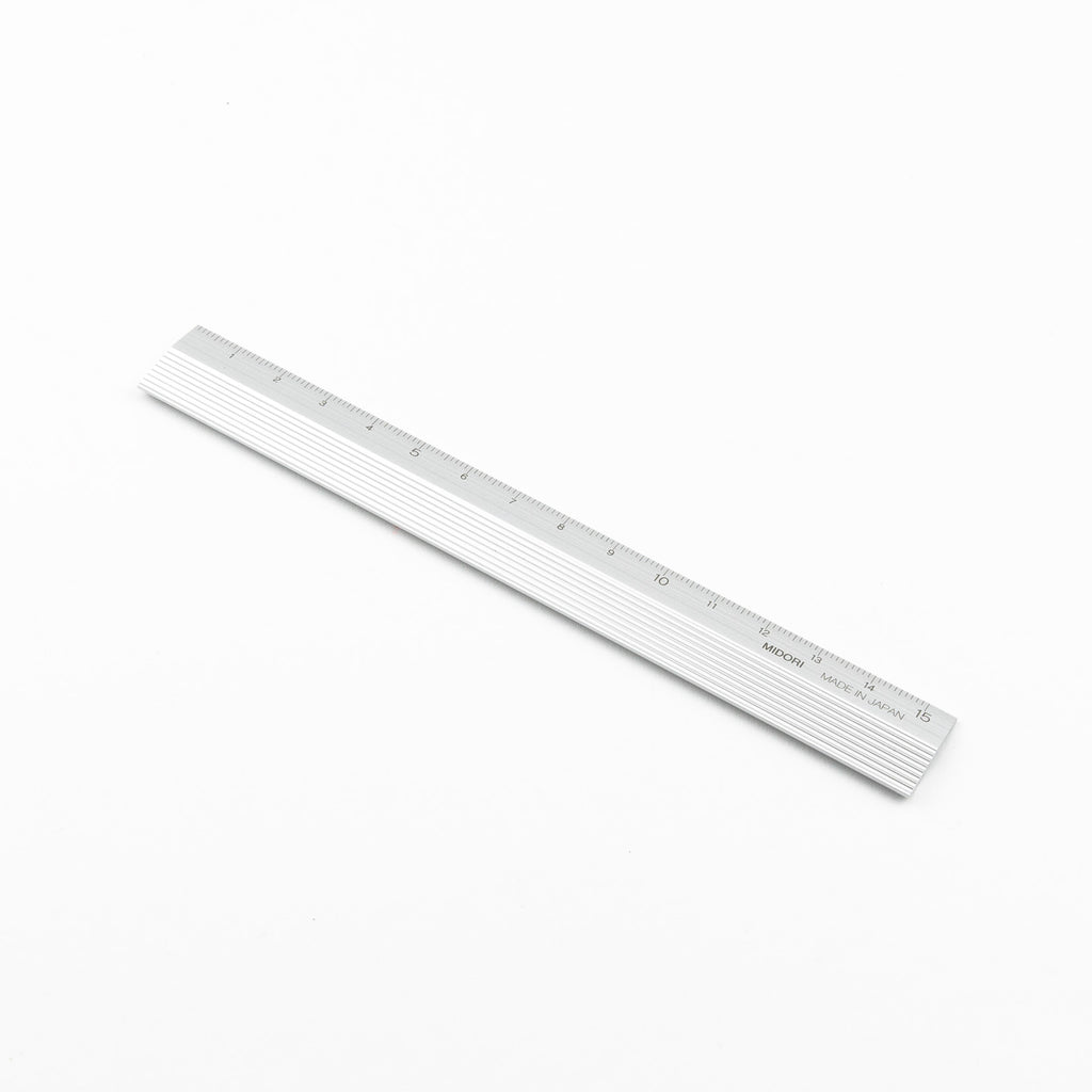 Midori Ruler Lineal 15 cm aus Aluminium silber Maß Alu – paletti store