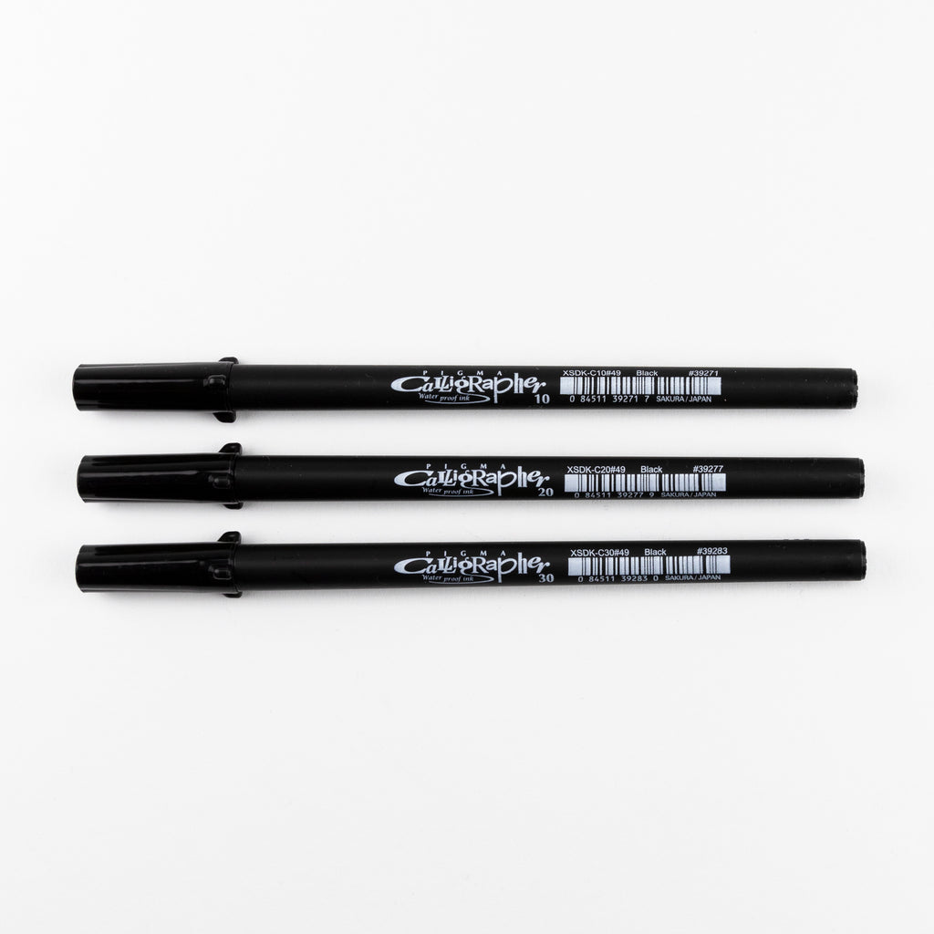 Sakura Pigma Calligrapher Kalligrafie Stift 10 20 30 schwarz wasserfest ...